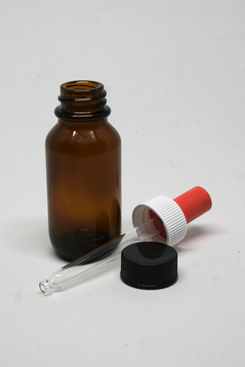 20mm White/Red 80mm Glass Dropper, pack of 25 for 25ml bottles ...